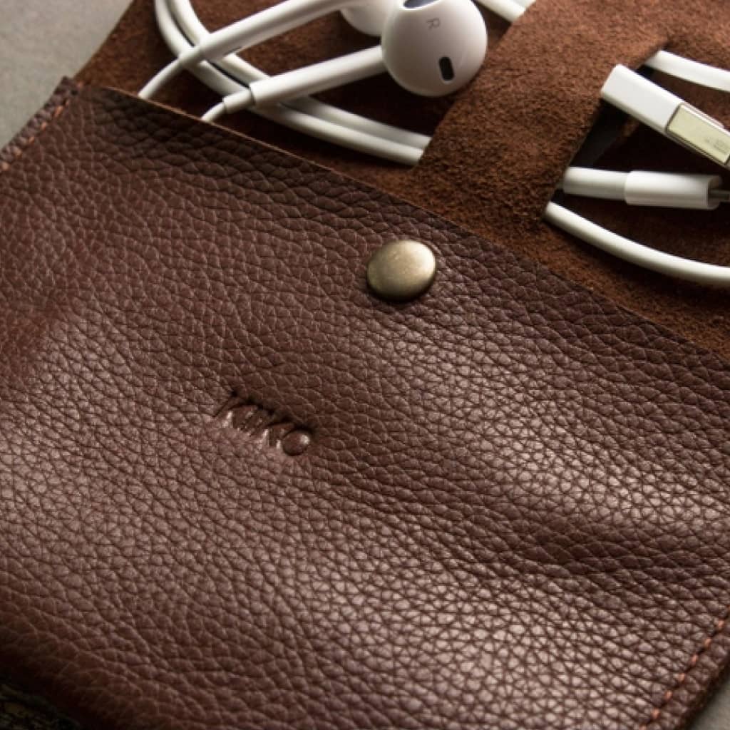 Brown Leather Cord Wrap | Device Aura